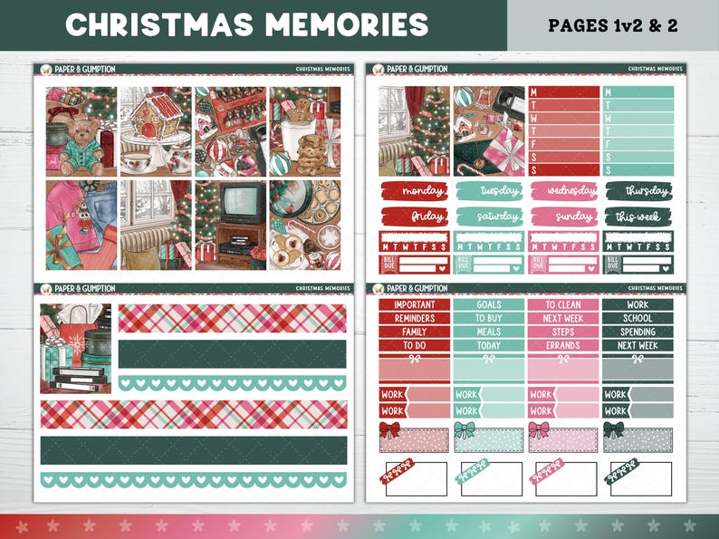 Christmas Printable Planner Stickers, Xmas Memories, December Weekly ...