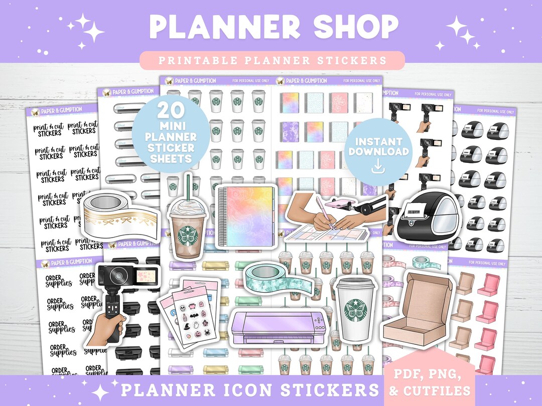 Planner Shop Printable Stickers Functional Bundle Sticker-making Office ...