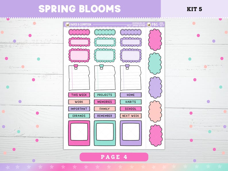 Spring Printable Planner Stickers, Spring Blooms, Journaling Sticker ...