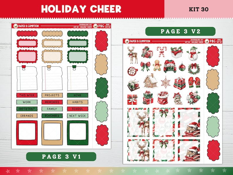 Christmas Printable Planner Stickers, Holiday Cheer, Journaling Sticker ...