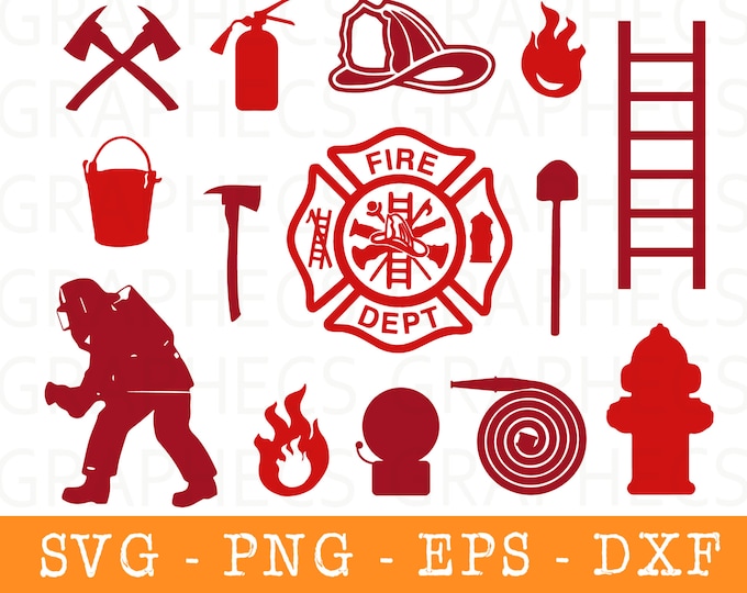 Firefighter SVG, EPS, PNG, Dxf for Cricut, Silhouette Studio, Cut File ...