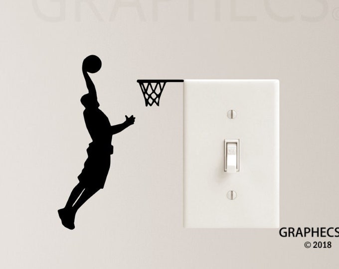 Basketball Player Vinyl Decal Sticker Light Switch Kids Decor - Etsy