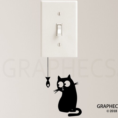 Falling Cat Funny Vinyl Decal Sticker Light Switch Kids - Etsy