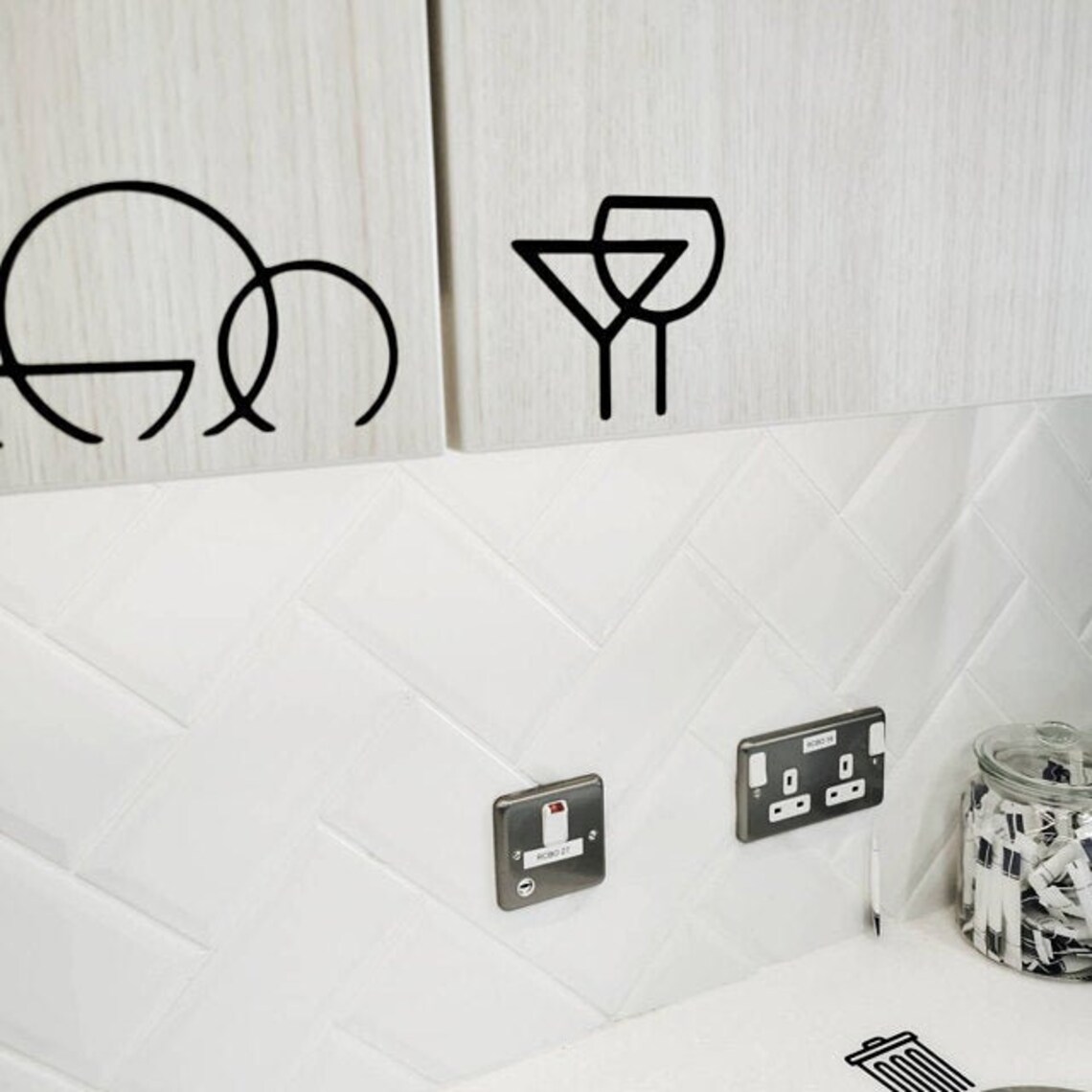 Kitchen Cabinet Decal Logo Vinyl Stickers Modern Cupboard Drawers Home ...