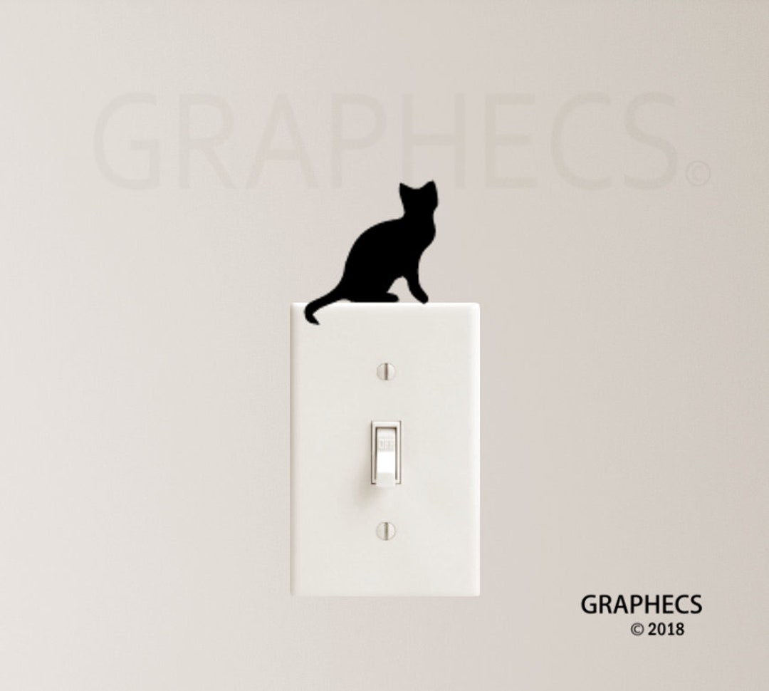 Cat Sitting Vinyl Decal Sticker Light Switch Kids Nursery - Etsy