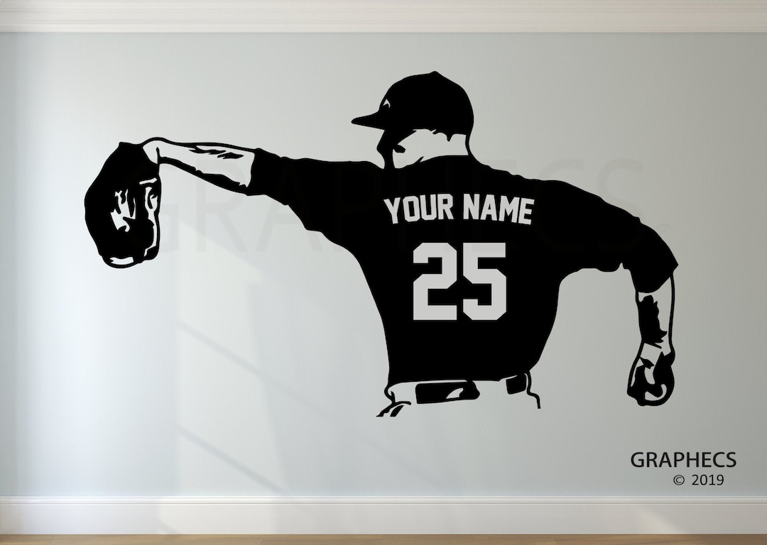 Baseball Pitcher Decal Choose Your NAME and NUMBERS Personalized Custom ...