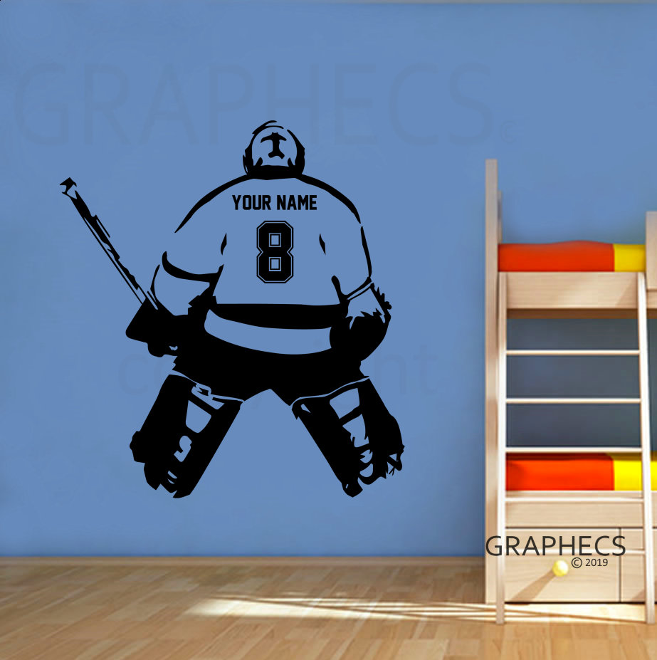 Hockey Goalie Decal - Choose Your NAME and NUMBERS Personalized Custom ...