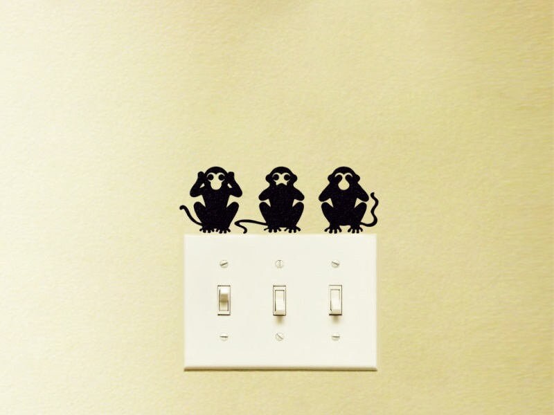Three Monkeys Vinyl Decal Stickers Light Switch Kids Nursery - Etsy