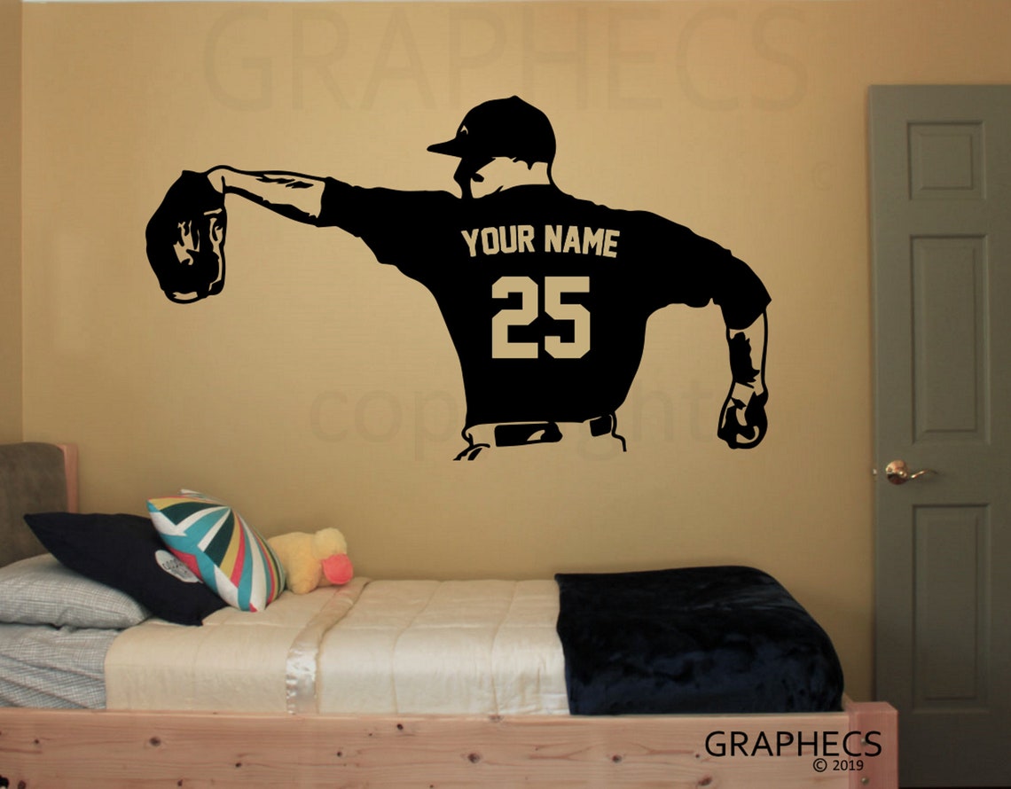Baseball Pitcher Decal - Choose Your NAME and NUMBERS Personalized ...