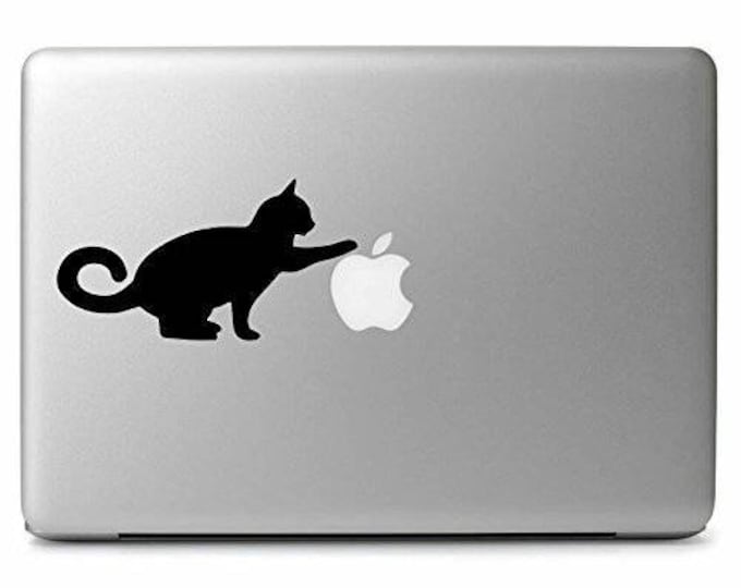 Cat Playing Vinyl Decal Sticker Kitty Kitten Kids Laptop MacBook Room ...
