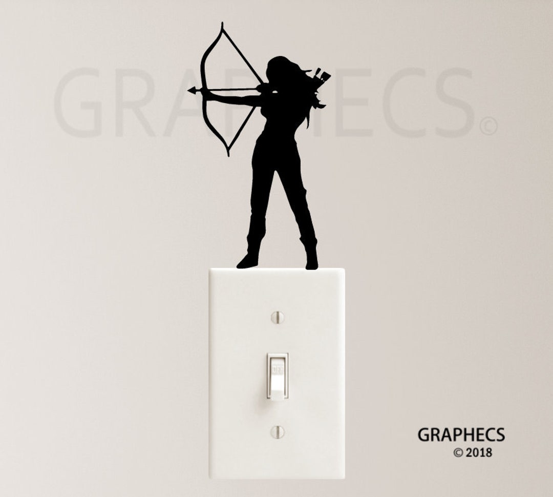 Archery Decal Vinyl Sticker Girl Bow and Arrow Warrior Light Switch ...