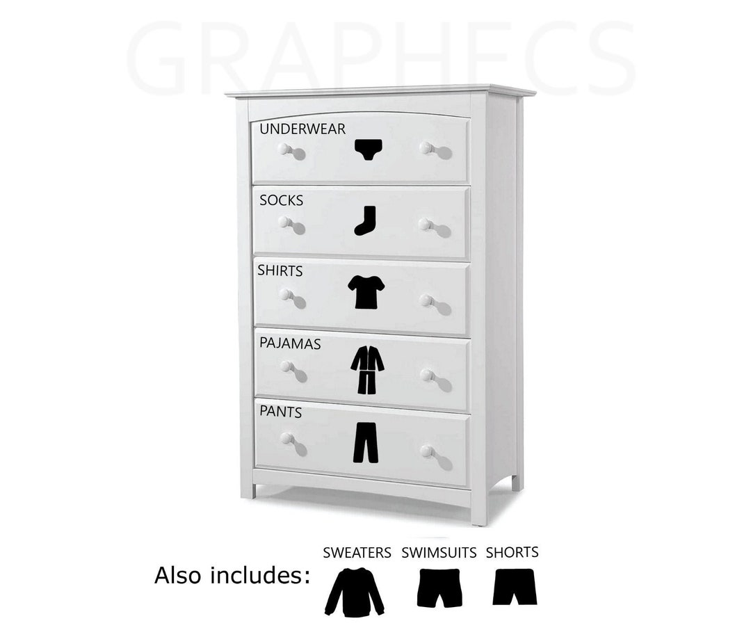 Dresser Decal Labels - Clothing Labels - Dresser Labels - Kids Labels ...