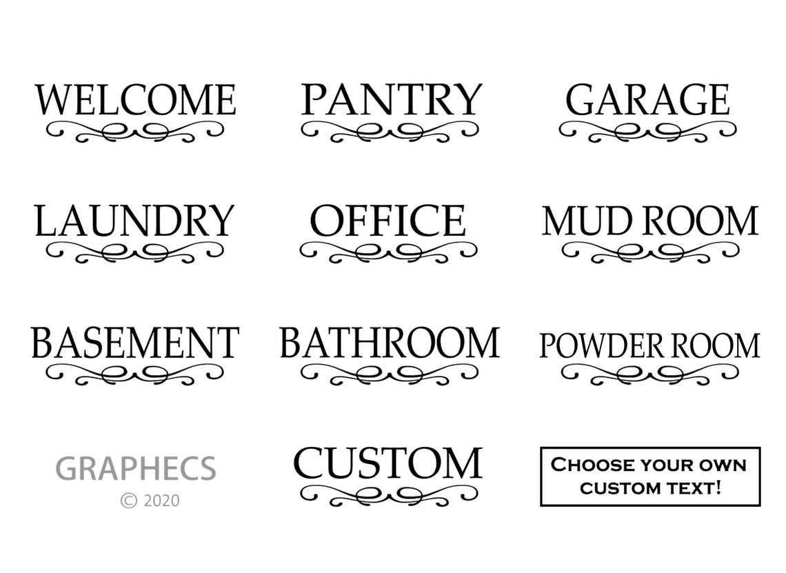 Custom Door Labels - Pantry Kitchen Laundry Welcome Office Personalized ...