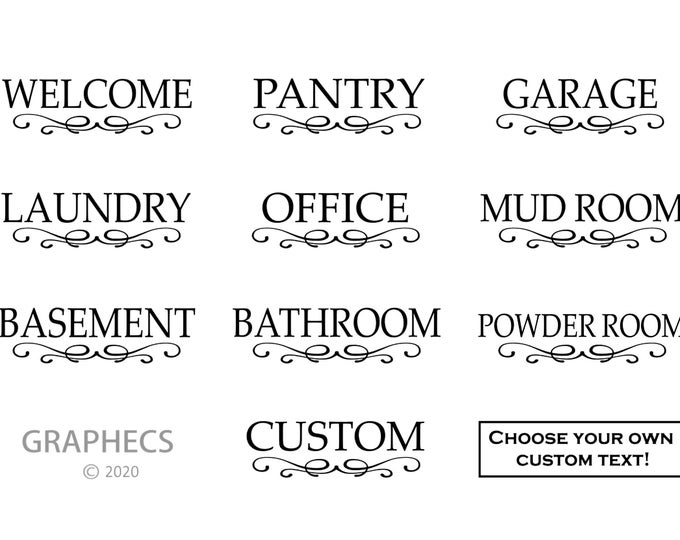Custom Door Labels - Pantry Kitchen Laundry Welcome Office Personalized ...