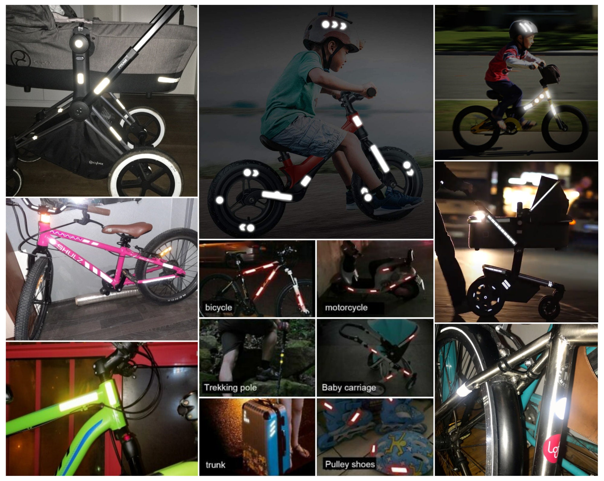 Reflective Flame Decals 2 Pcs, Bicycle Stickers, Reflector Helmet, Bike ...