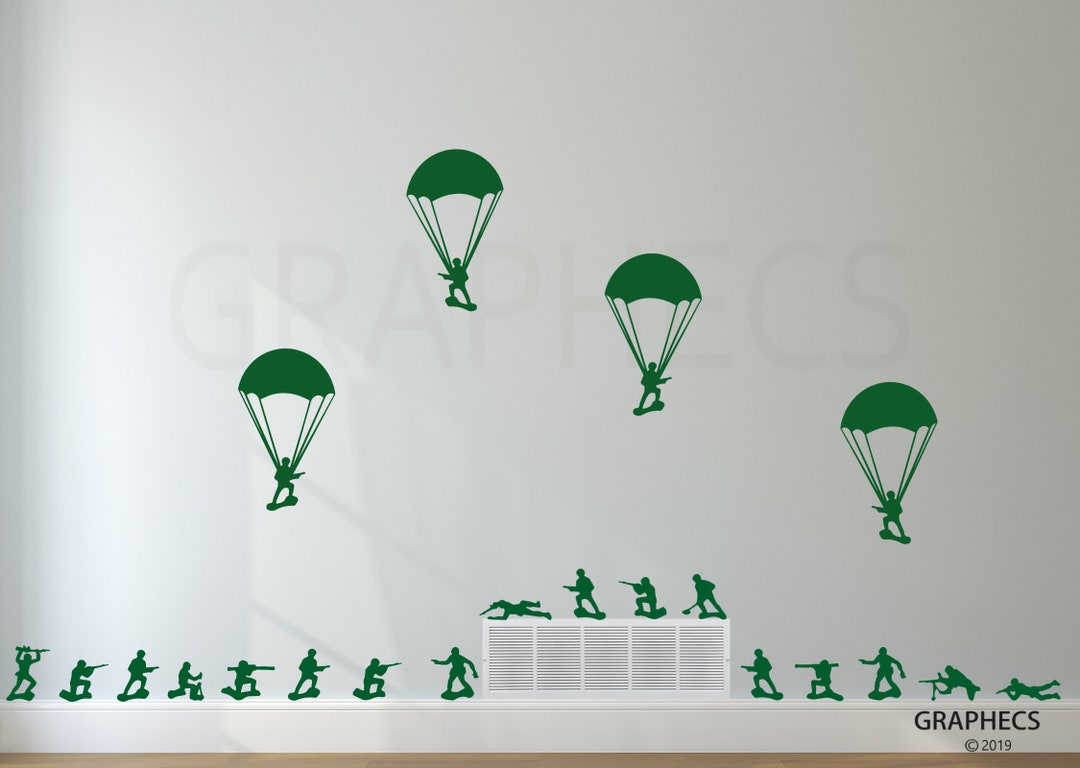 Toy Soldiers Parachute Wall Decal Vinyl Stickers Army Men Kids Bedroom ...