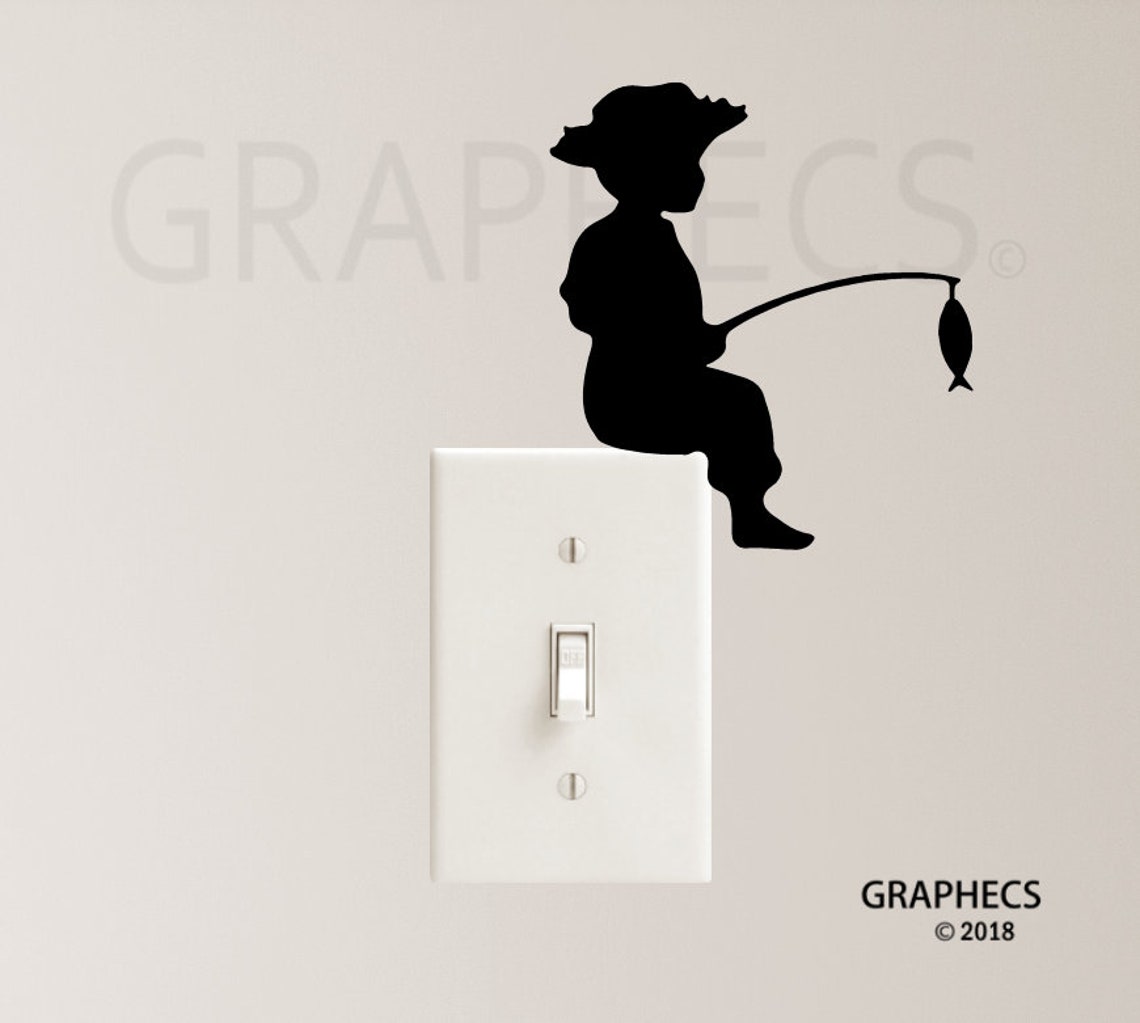 Boy Fishing Decal Vinyl Decal Sticker Cute Children Nursury - Etsy