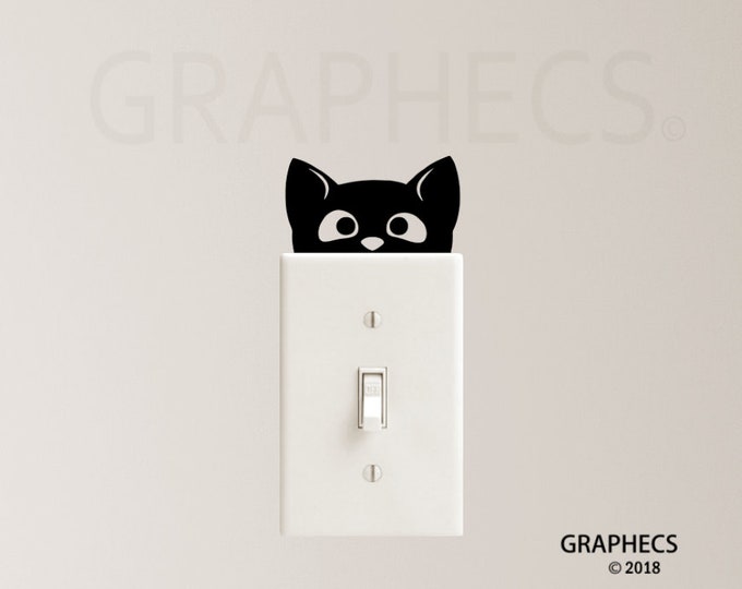 Peeking Kitty Vinyl Decal Sticker Light Switch Cat Kids Nursery - Etsy