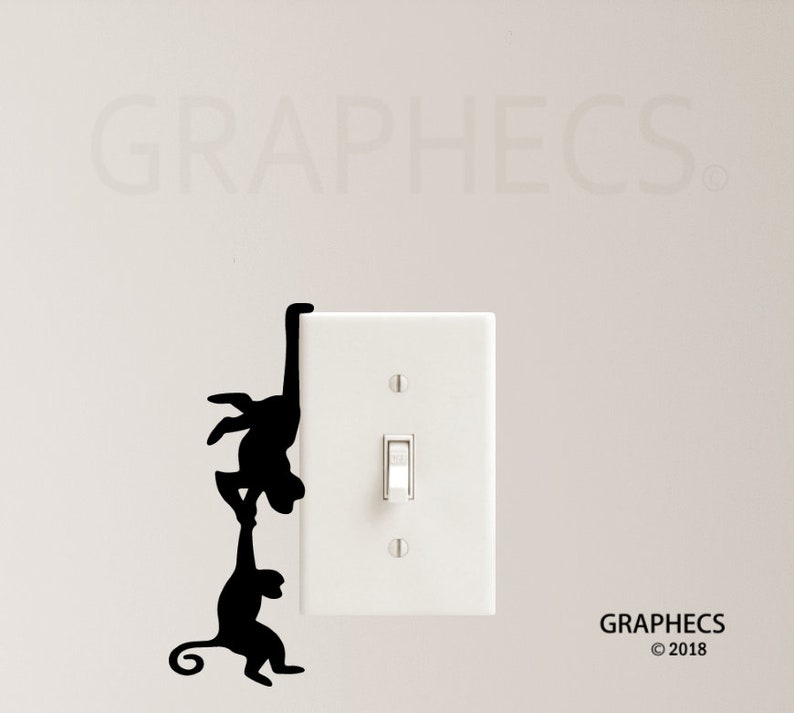 Two Monkeys Hanging Vinyl Decal Stickers Light Switch Kids - Etsy