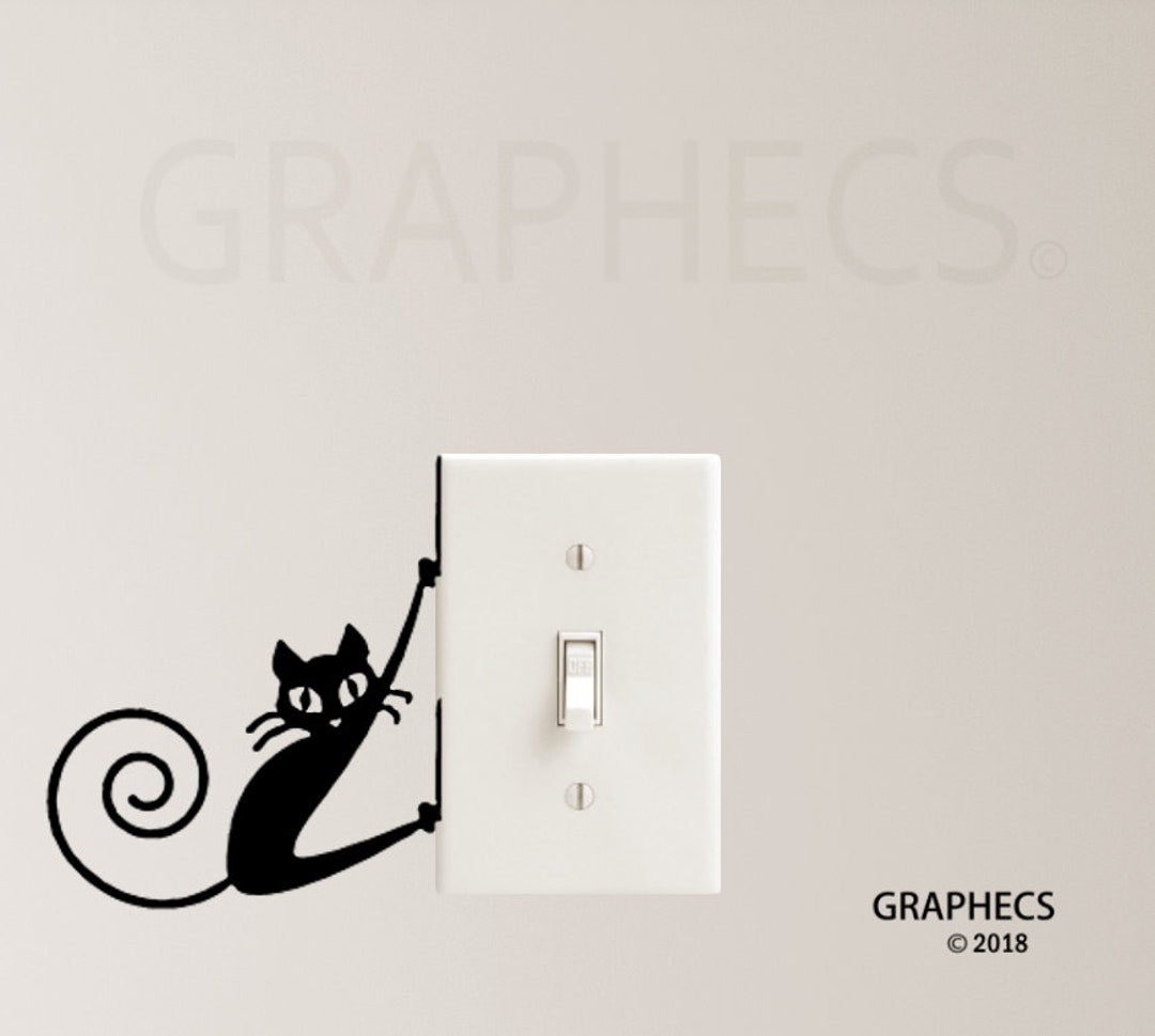 Climbing Cat Vinyl Decal Sticker Light Switch Kids Nursery - Etsy