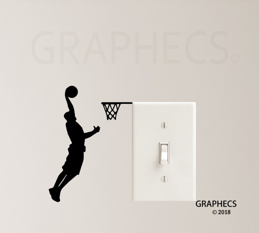 Basketball Player Vinyl Decal Sticker Light Switch Kids Decor - Etsy