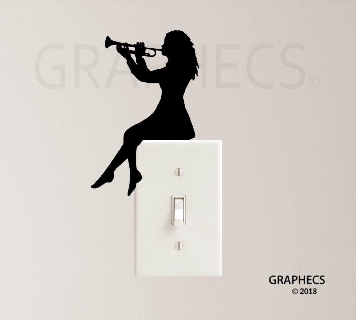 Trumpet Music Decal Vinyl Sticker Girl Jazz Sitting Classical - Etsy