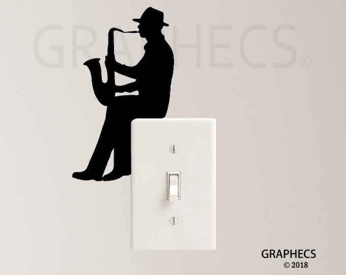 Saxophone Music Playing Decal Vinyl Sticker Man Jazz Sax | Etsy