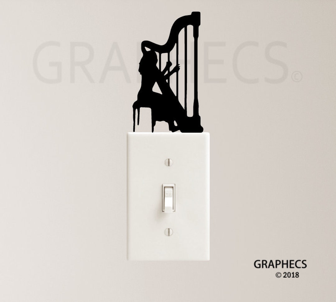 Harp Music Decal Vinyl Sticker Playing Girl Classical Music - Etsy