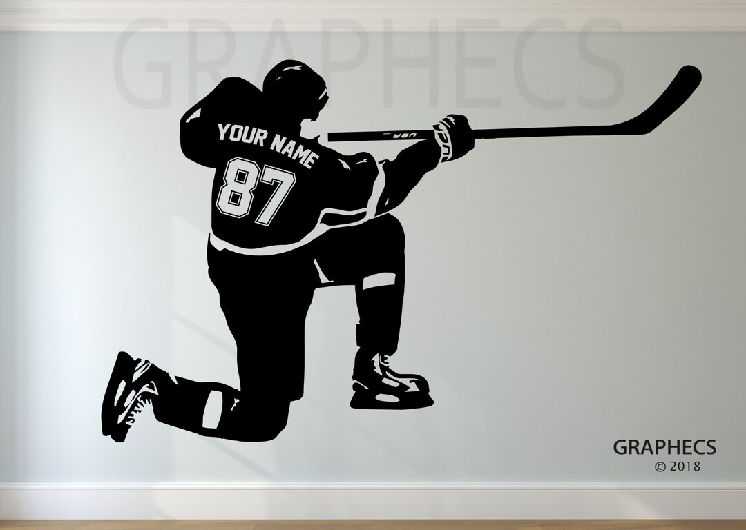 Personalized Hockey Wall Decal - Custom NAME & NUMBERS Custom Player ...