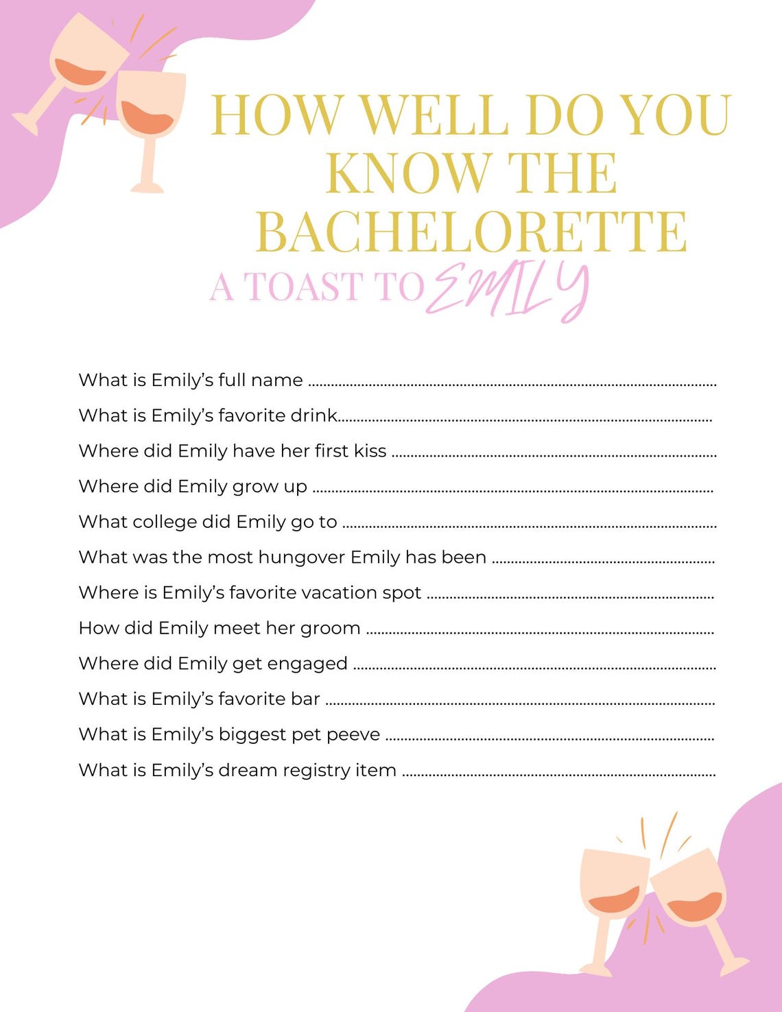 Customizable Bachelorette Trivia Game, How Well Do You Know the ...