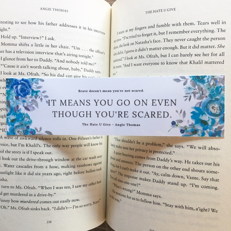The Hate U Give Angie Thomas Quote Floral Watercolor Bookmark - Etsy