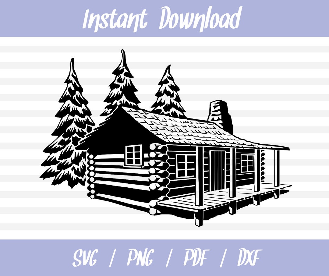 Log Cabin SVG // Cabin in the Woods SVG // Forrest Scene PNG - Etsy