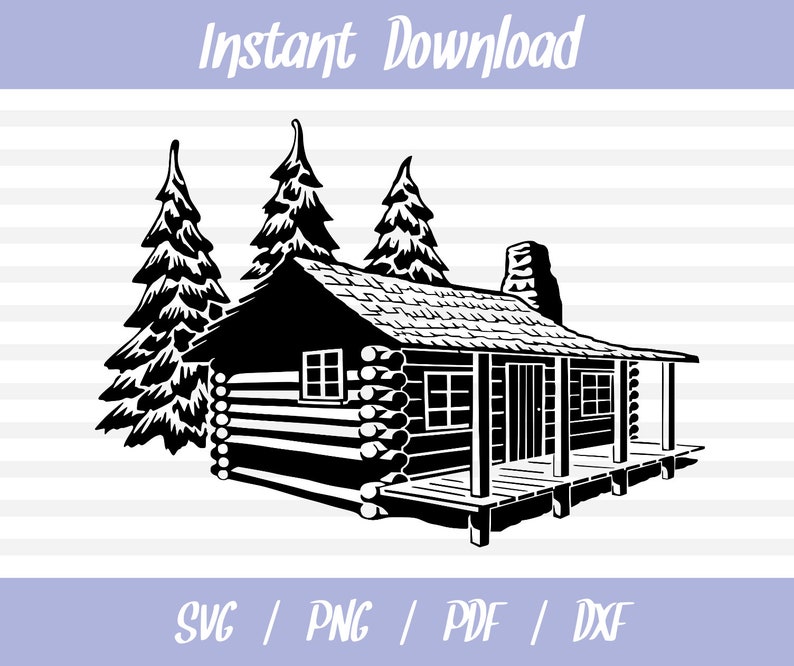 Log Cabin SVG // Cabin in the Woods SVG // Forrest Scene PNG - Etsy