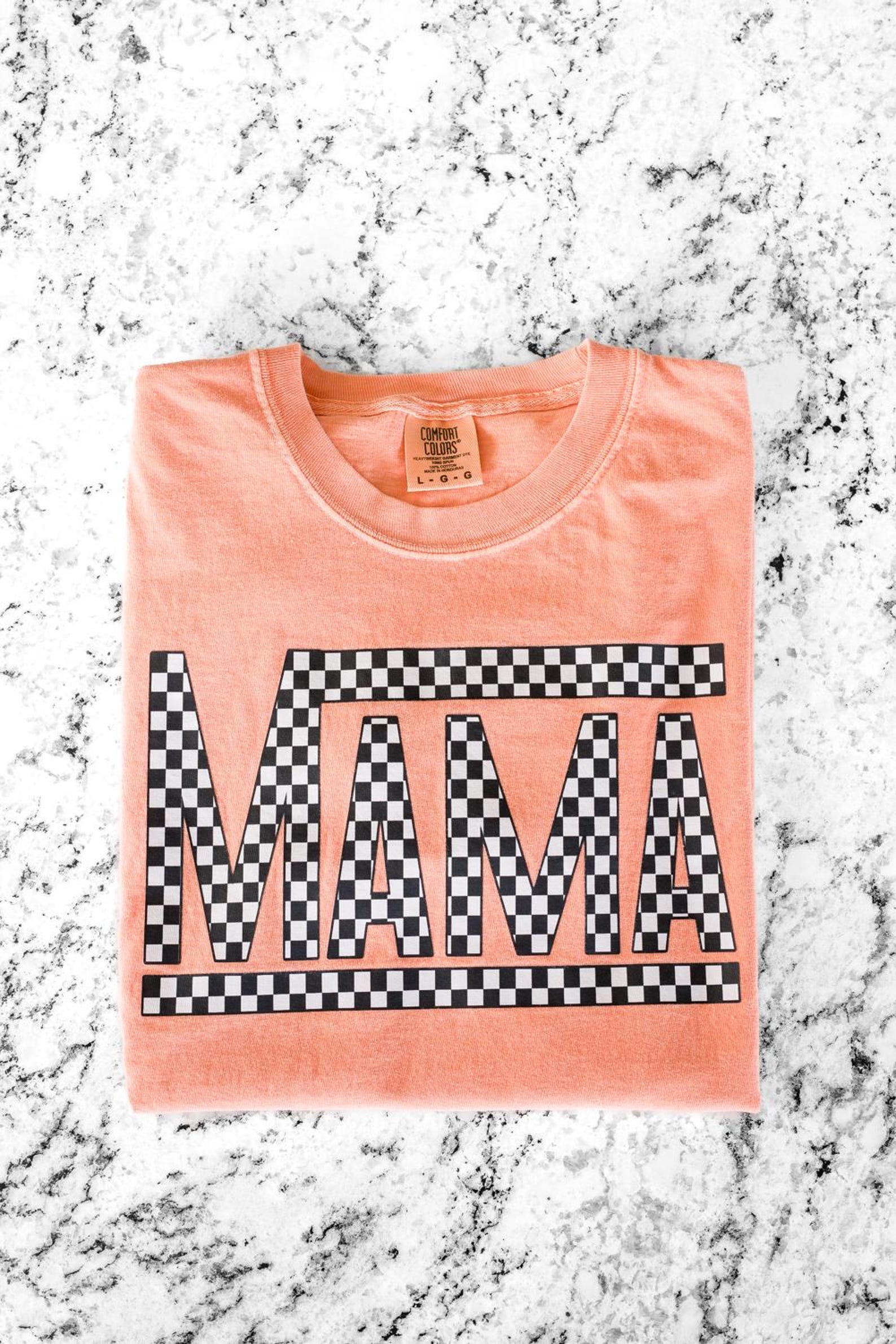 Neon Mom Shirt // Checkered Mama Shirt // Comfort Colors Mom Tee - Etsy