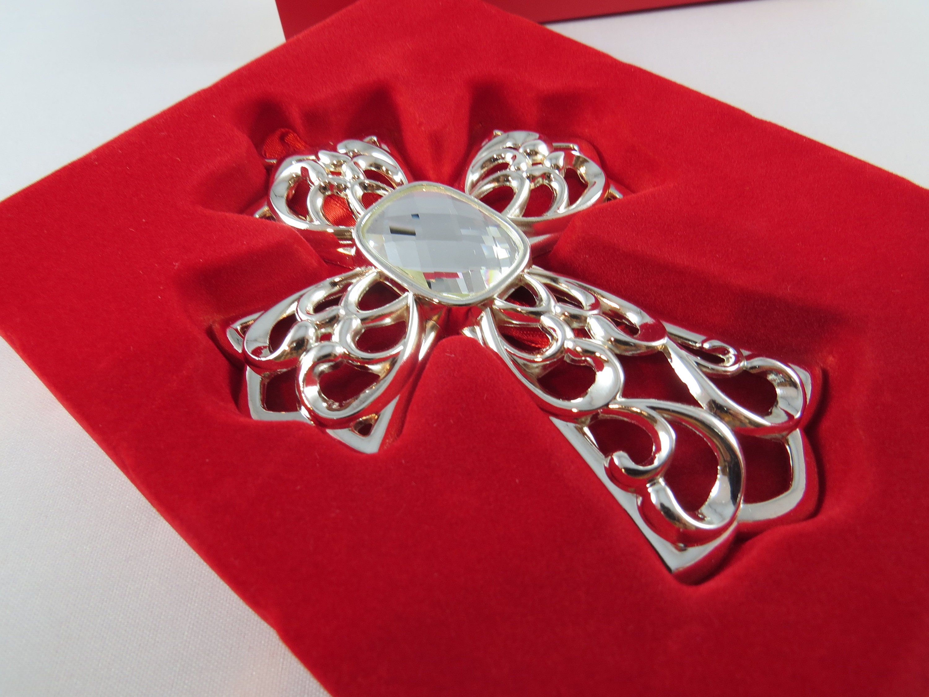 Lenox Silverplated Gemmed Cross ornament