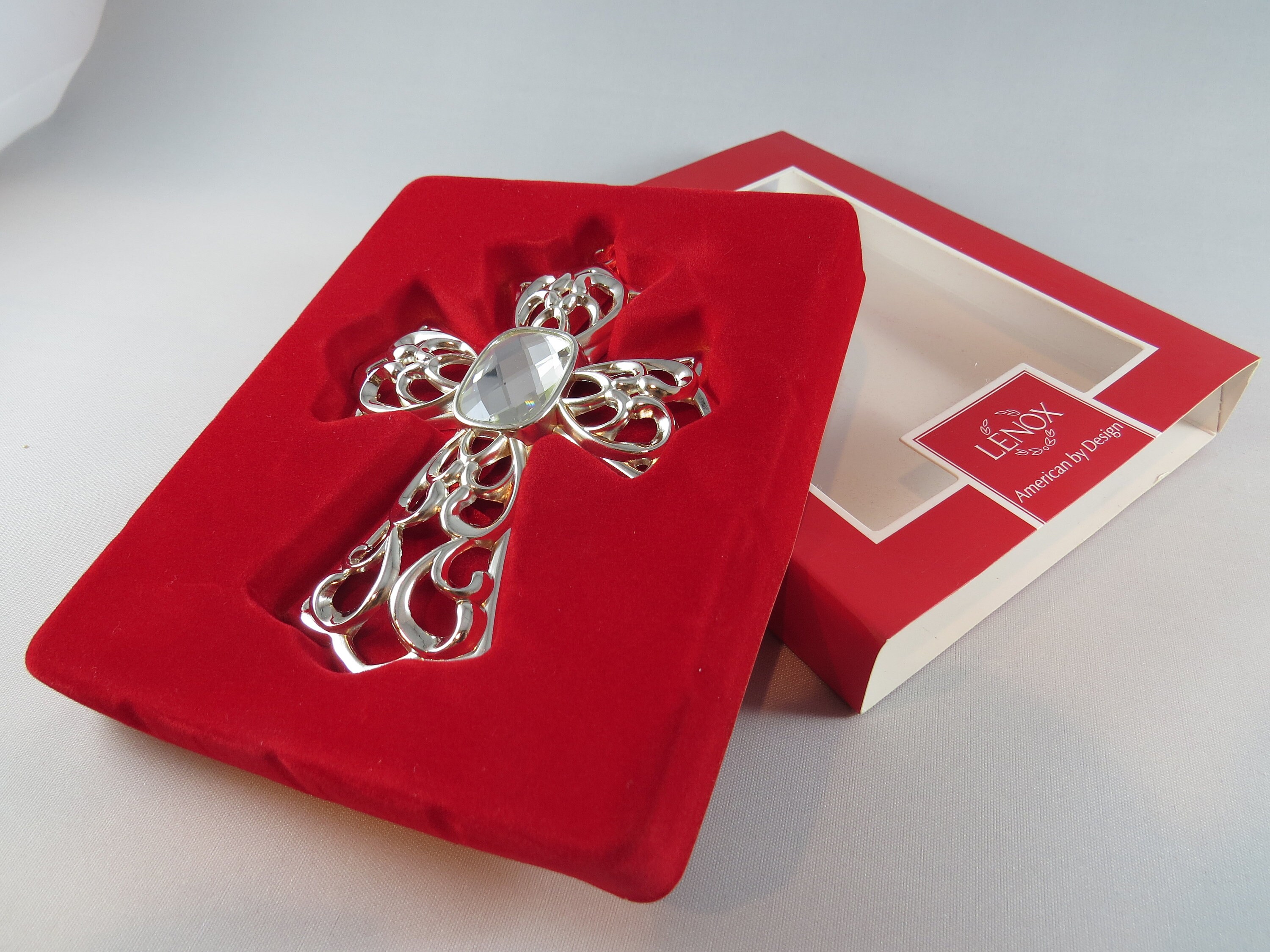 Lenox Silverplated Gemmed Cross ornament