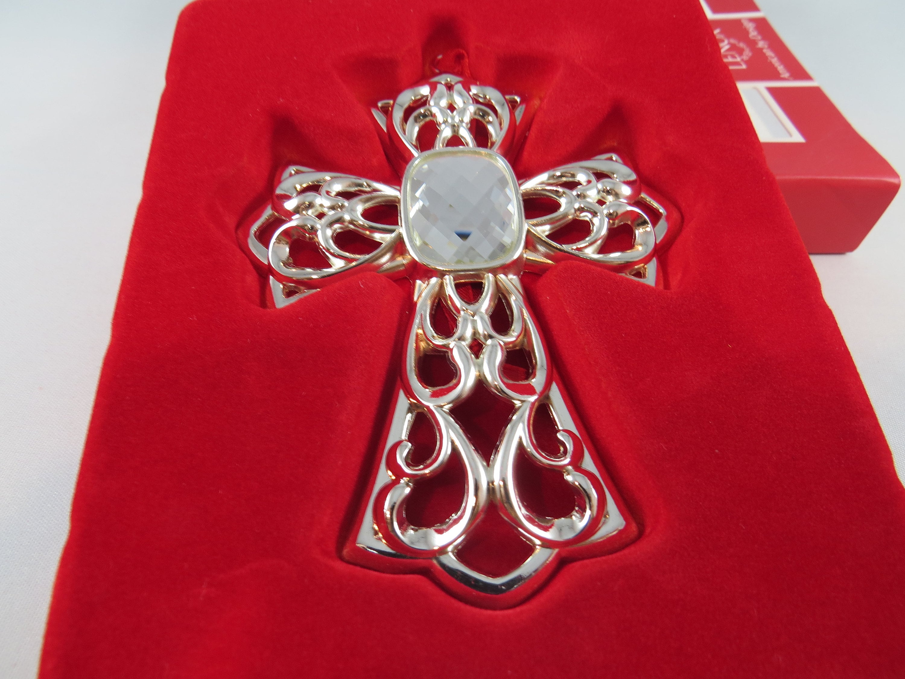 Lenox Silverplated Gemmed Cross ornament