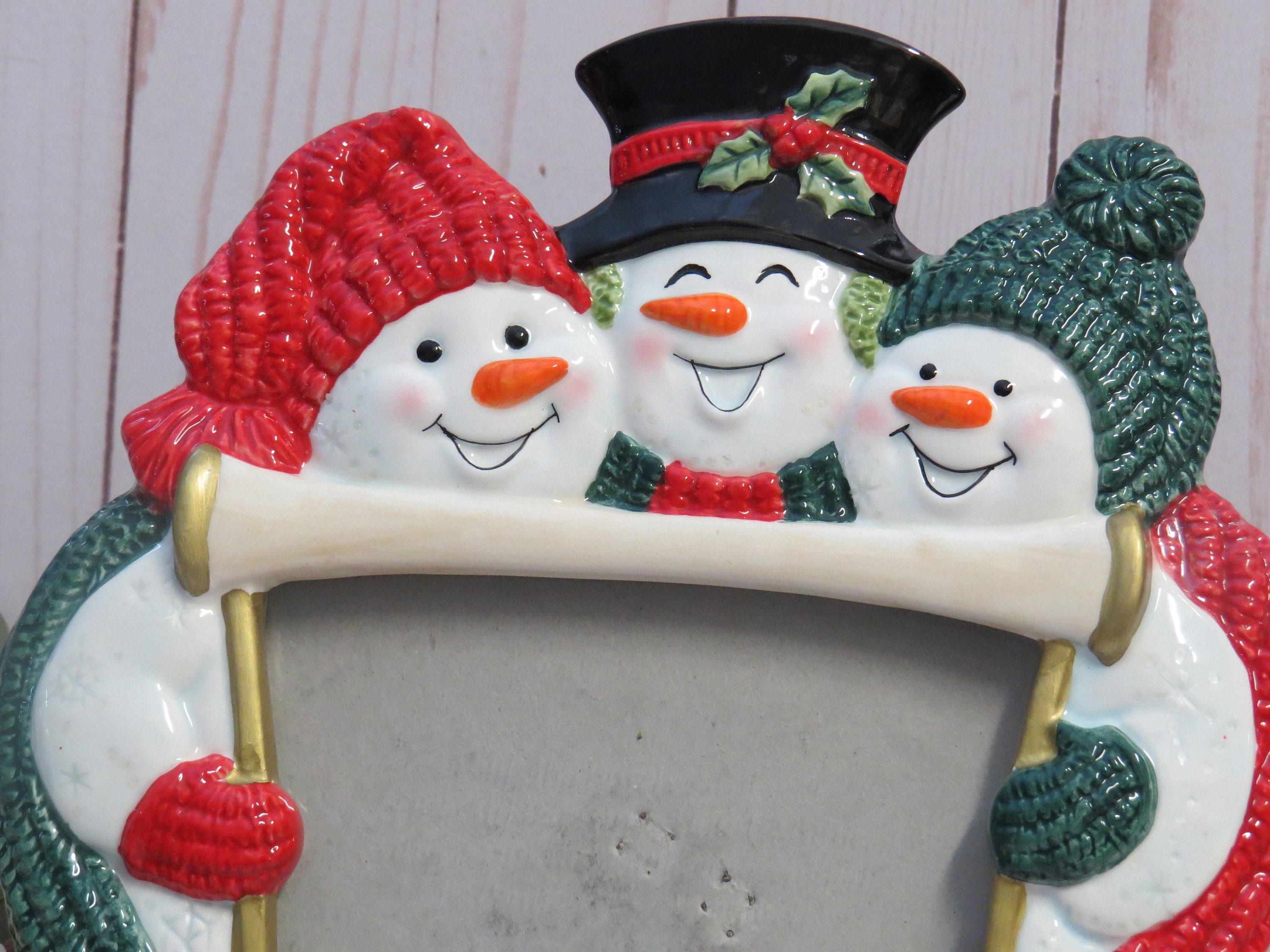 Vintage Fitz and Floyd Snowman Photo Frame