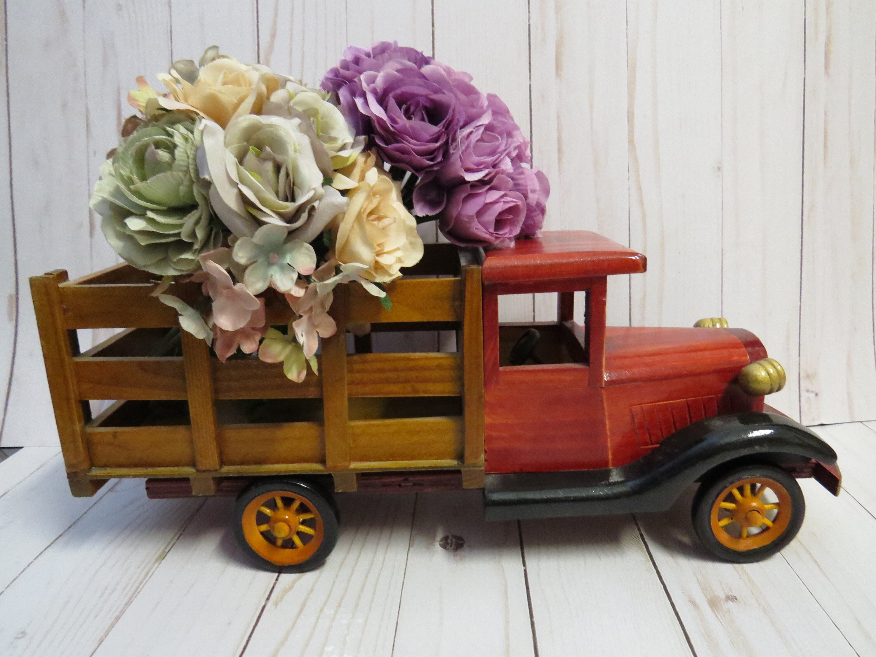 Rustic Wood Truck Replica for Home Decor