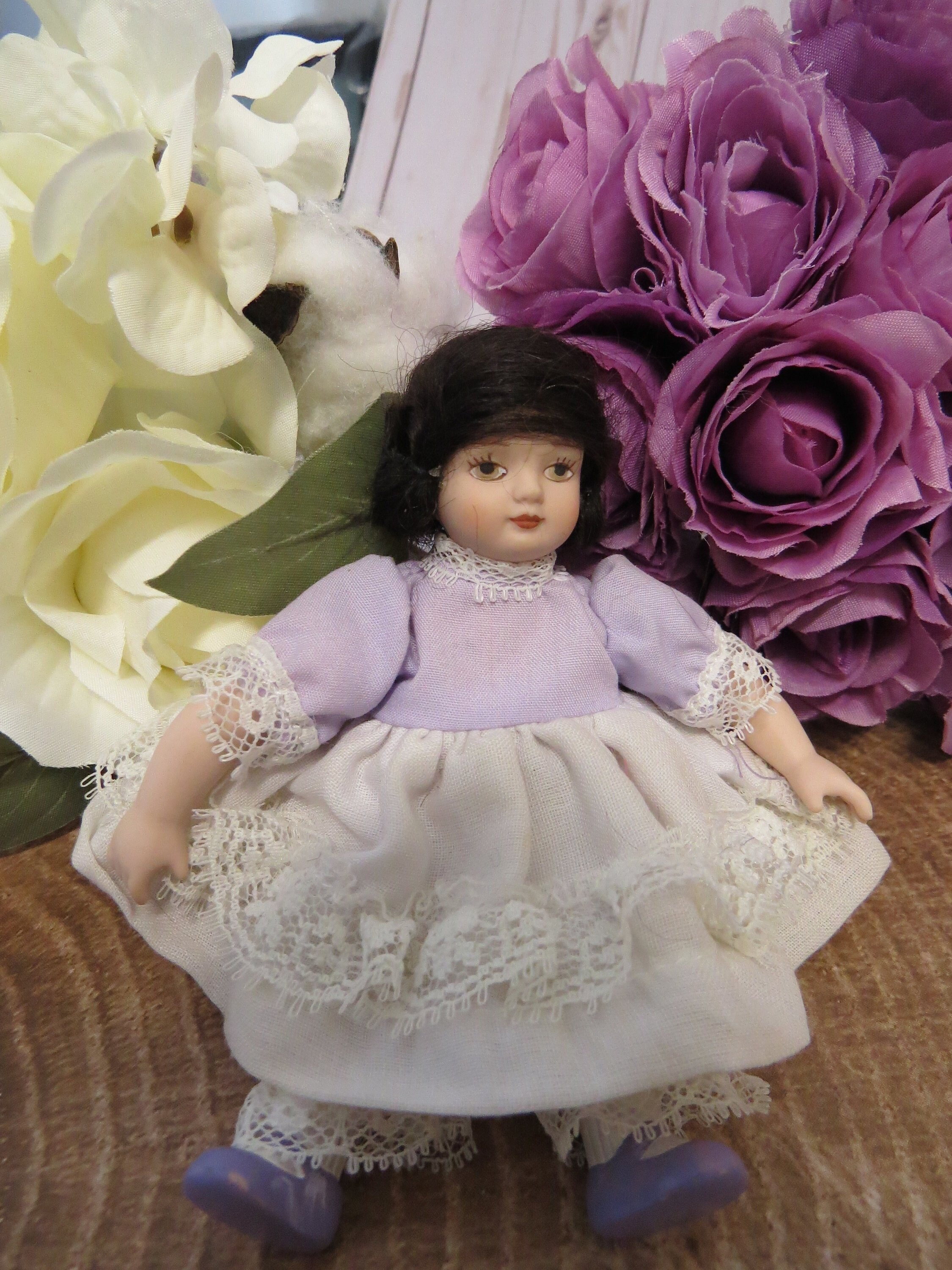 1990s Collectible Anco Purple Bisque Doll