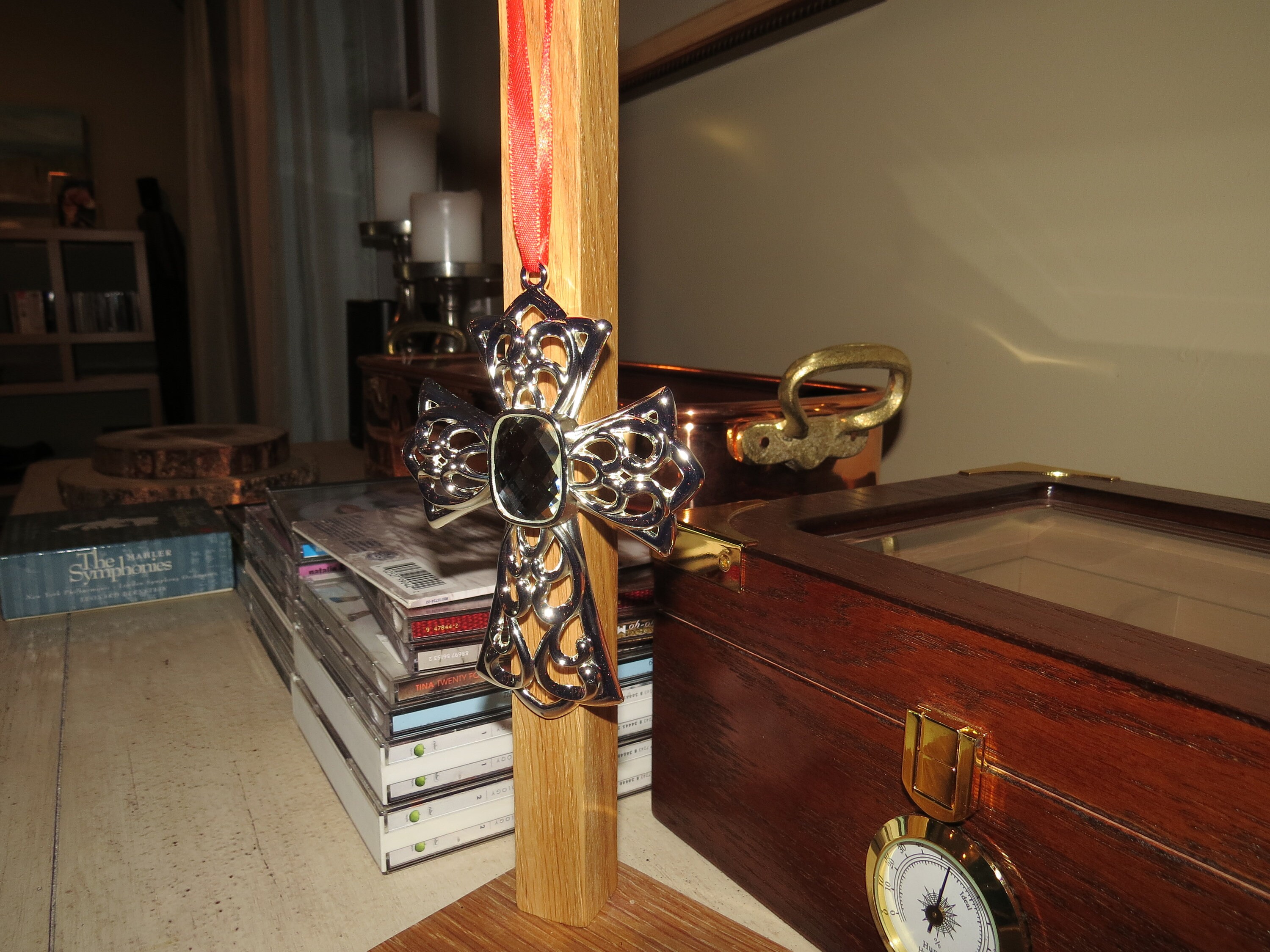 Lenox Silverplated Gemmed Cross ornament