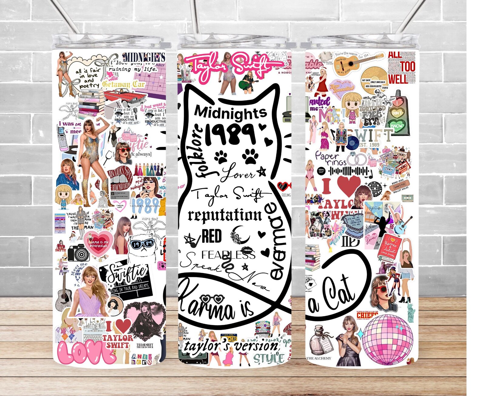 Pop Singer Collage Sublimation Tumbler Wrap, Music Album Pink Glitter ...