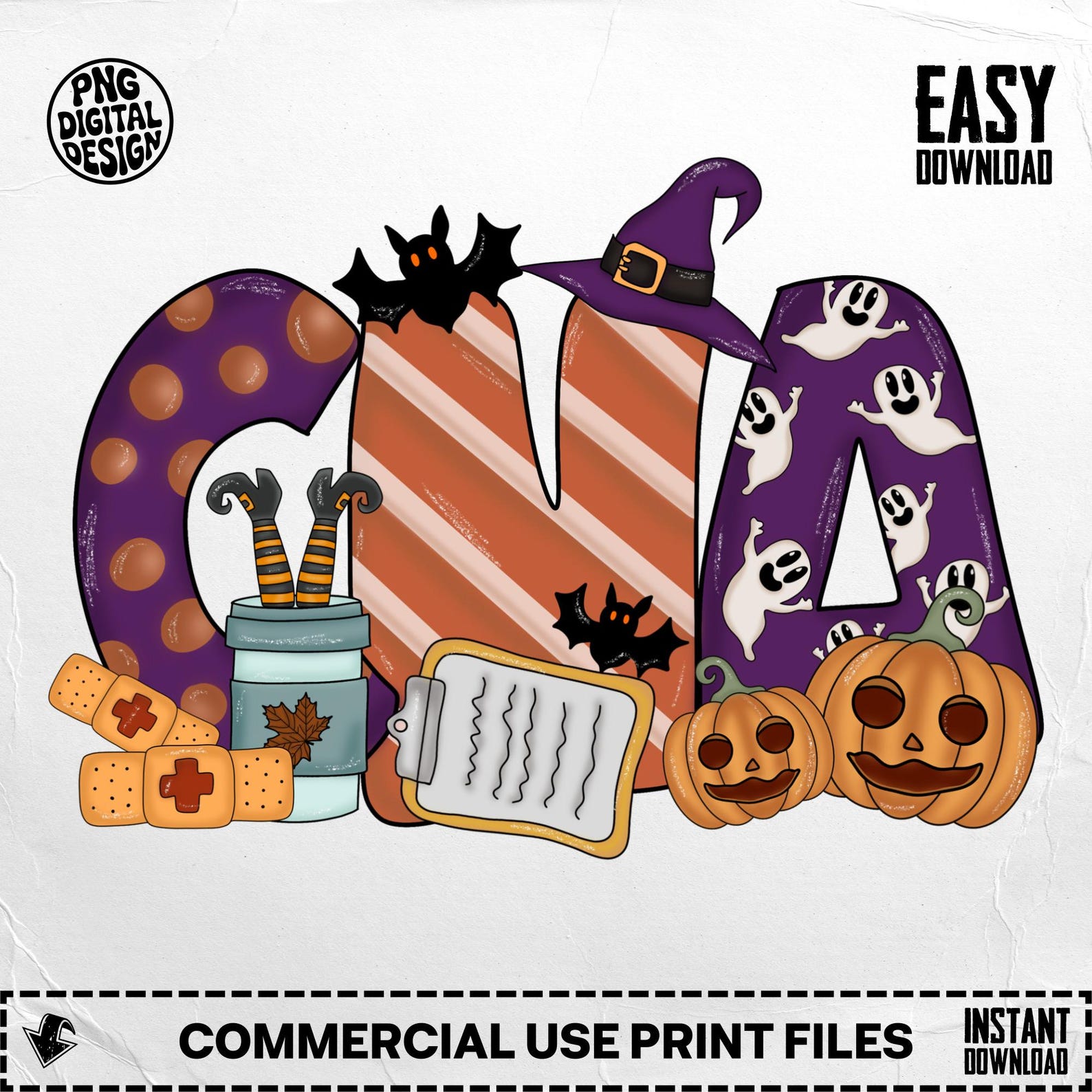 CNA Halloween PNG, Nurse Png, Digital Download Png, Spooky Nurse, Fall ...