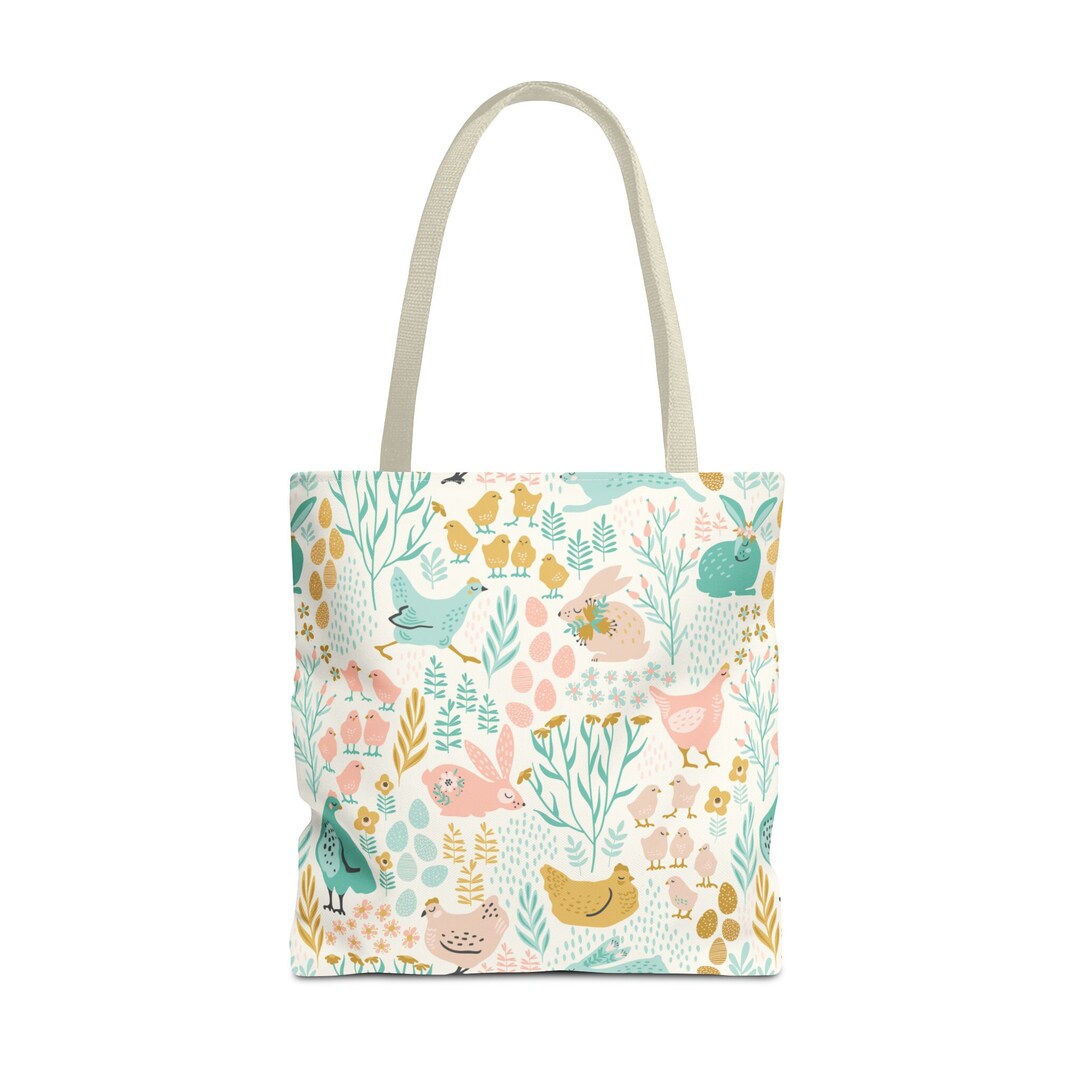 Spring Floral Tote, Floral Shopping Bag, Spring Easter Egg Hunt Tote ...