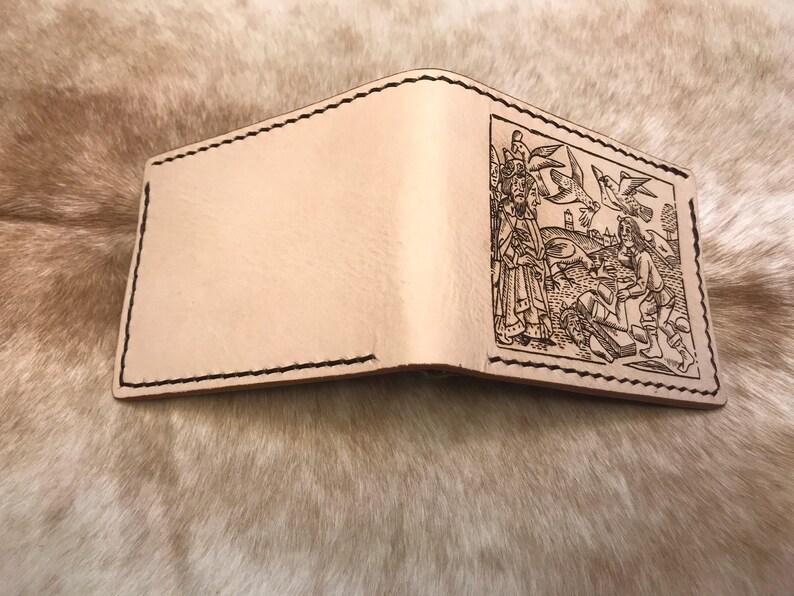 Medieval Woodcutting Leather Wallet - Etsy