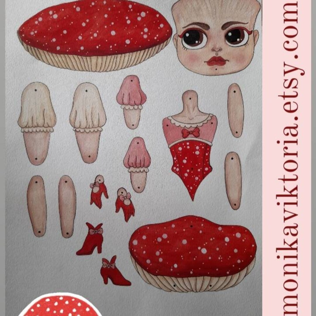Miss Toadstool Jointed Paper Doll Kit - Etsy