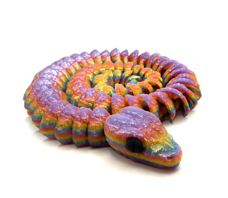 3D Printed Articulated Snake, Rainbow - Etsy