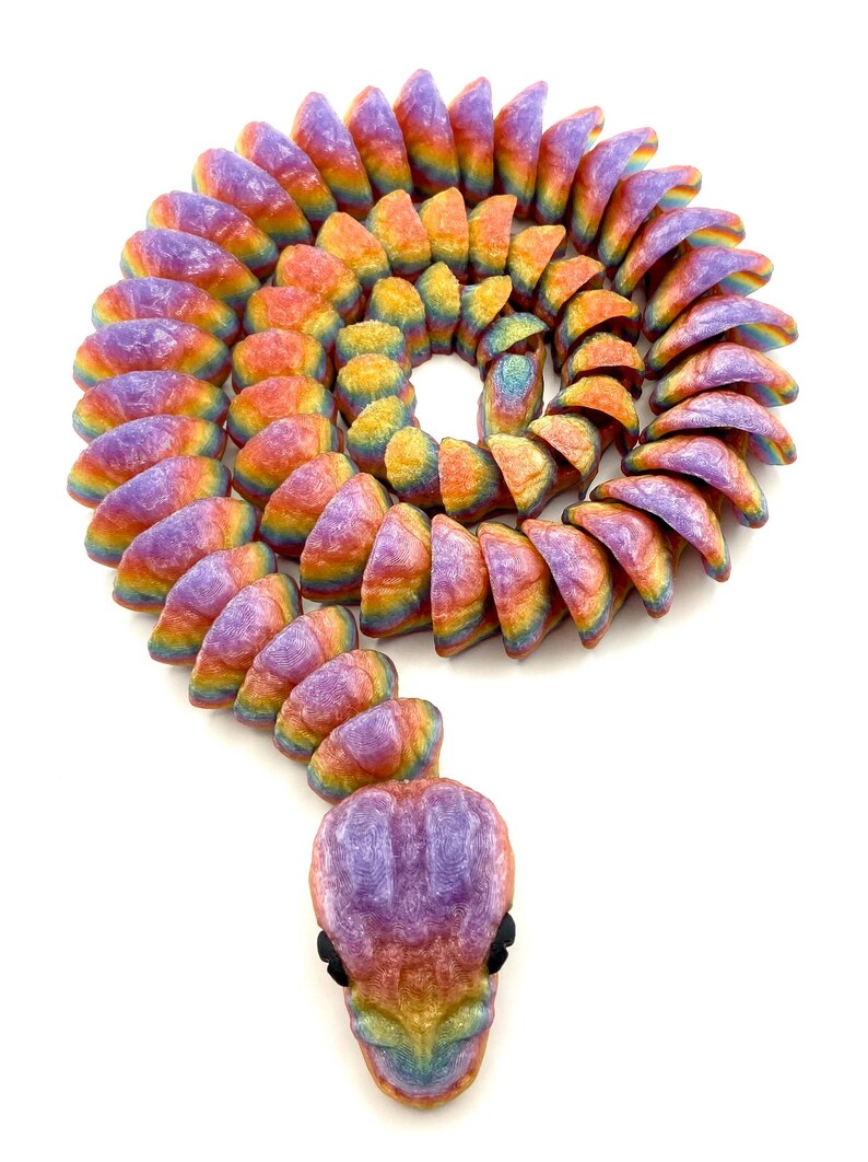 3D Printed Articulated Snake, Rainbow - Etsy
