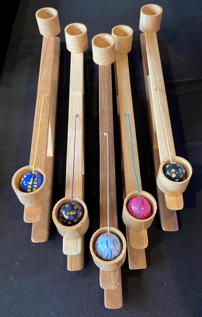 Wooden Game Toy- Bilboquet Variation, Ball and Cup Game - Etsy Canada