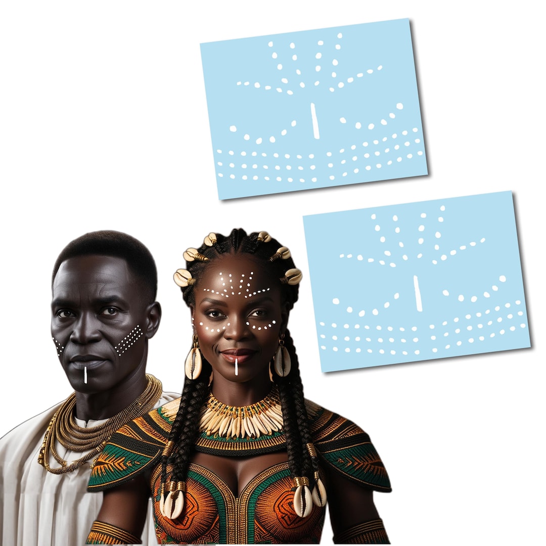 Cosplay Tats Wakanda Style His and Hers White Face Markings Temporary ...